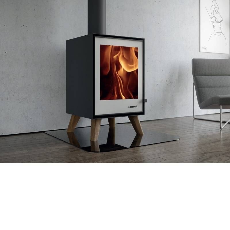 Freestanding Heeta 500 With White Face And Wooden Legs fireplace 11kw ...